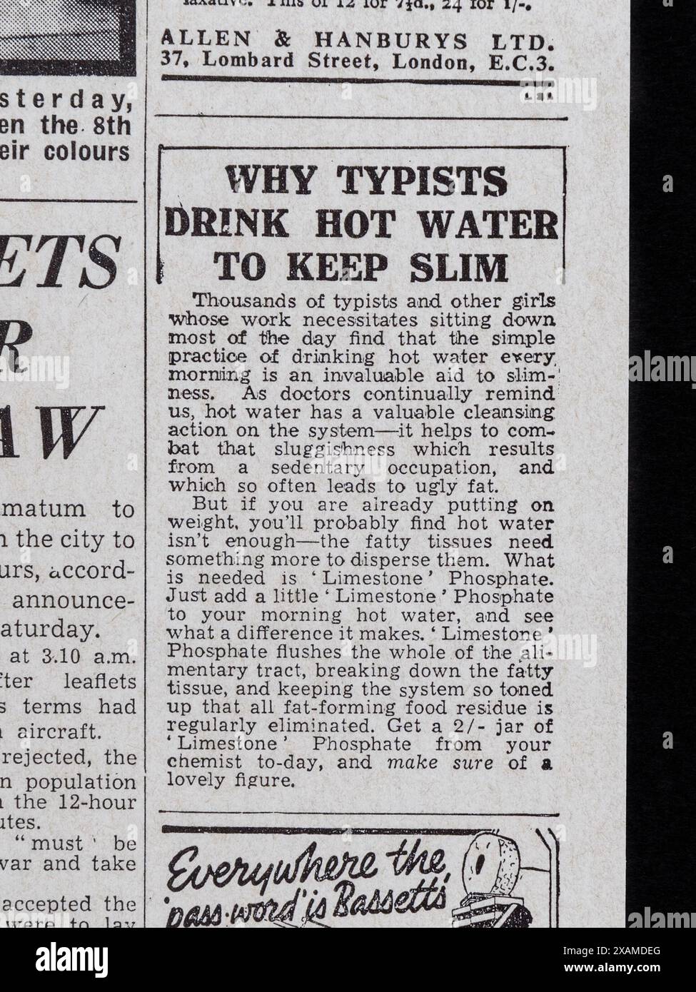 "Why typists drink hot water to keep slim" 'article' in the Daily Mail ...