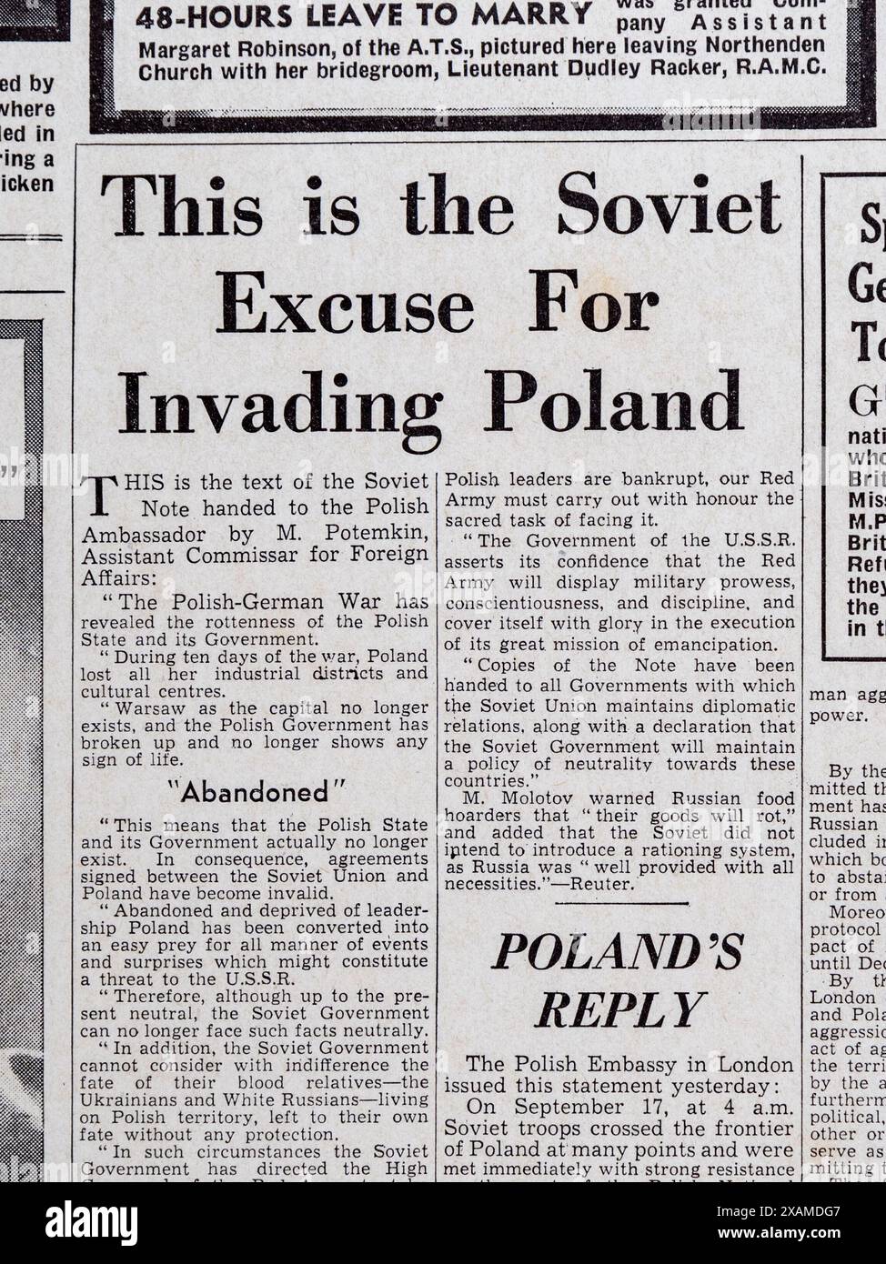 "This is the Soviet Excuse for Invading Poland" headline and article in ...