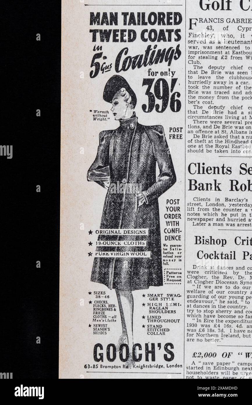 Advert for Gooch's clothing store in the Daily Mail (replica) 30th ...