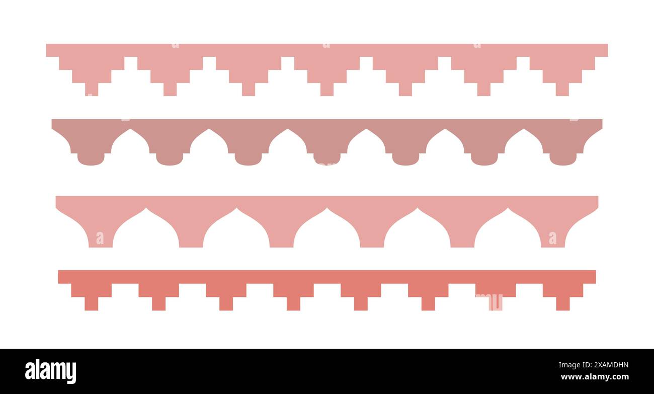 Arabic abstract borders. Simple boho roof lines. Moroccan arch shape ...