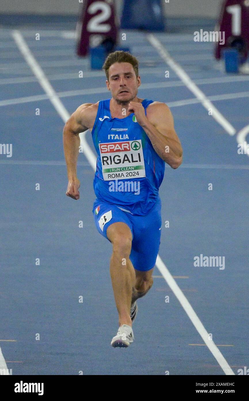 Roma, Italia. 07th June, 2024. Italy's Roberto Rigali competes the 100m ...