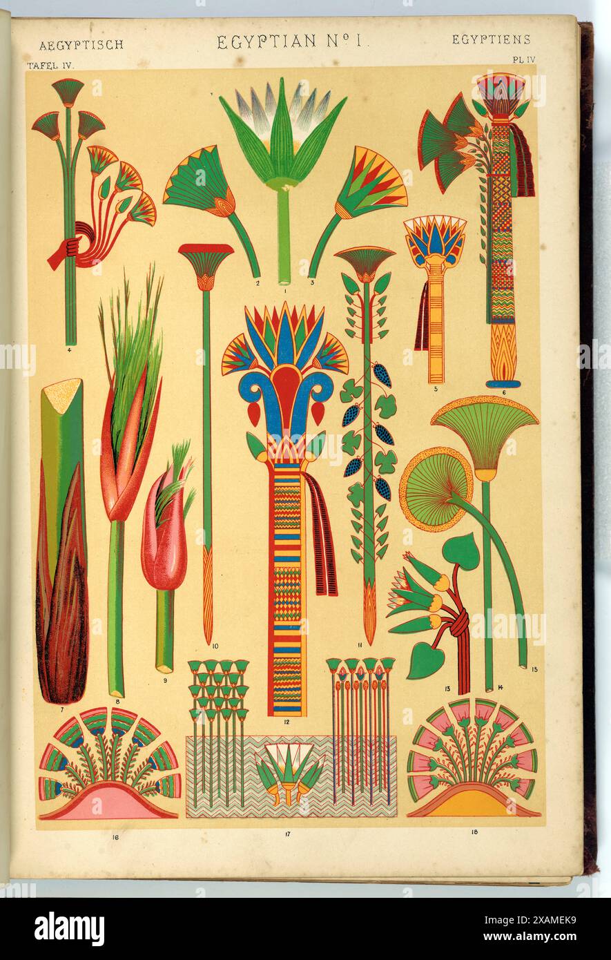 Egyptian Ornament (1). The Lotus and Papyrus. Plate 4 from the book ...