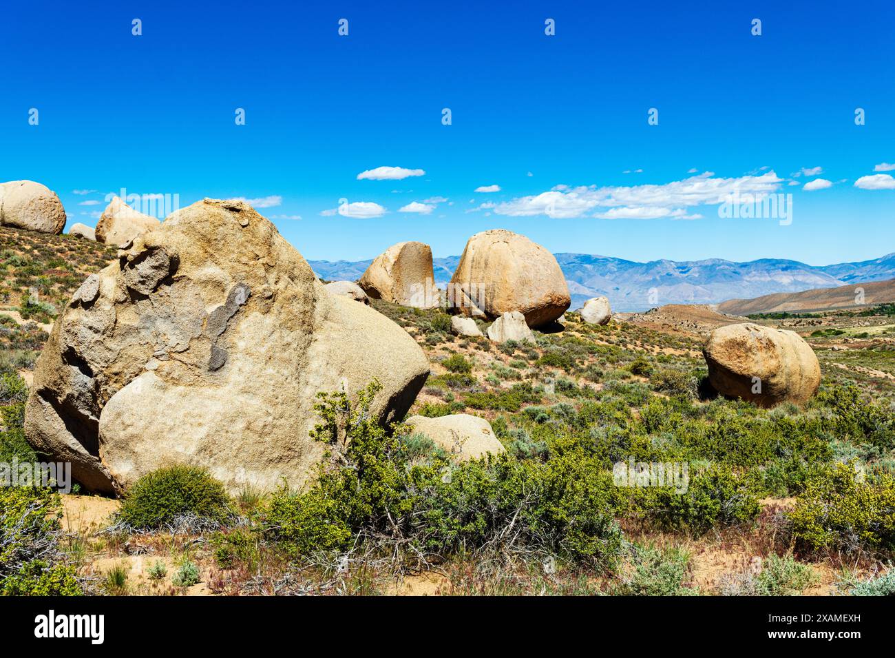 Buttermilk Rocks, famous granite boulders for climbing; near Bishop ...