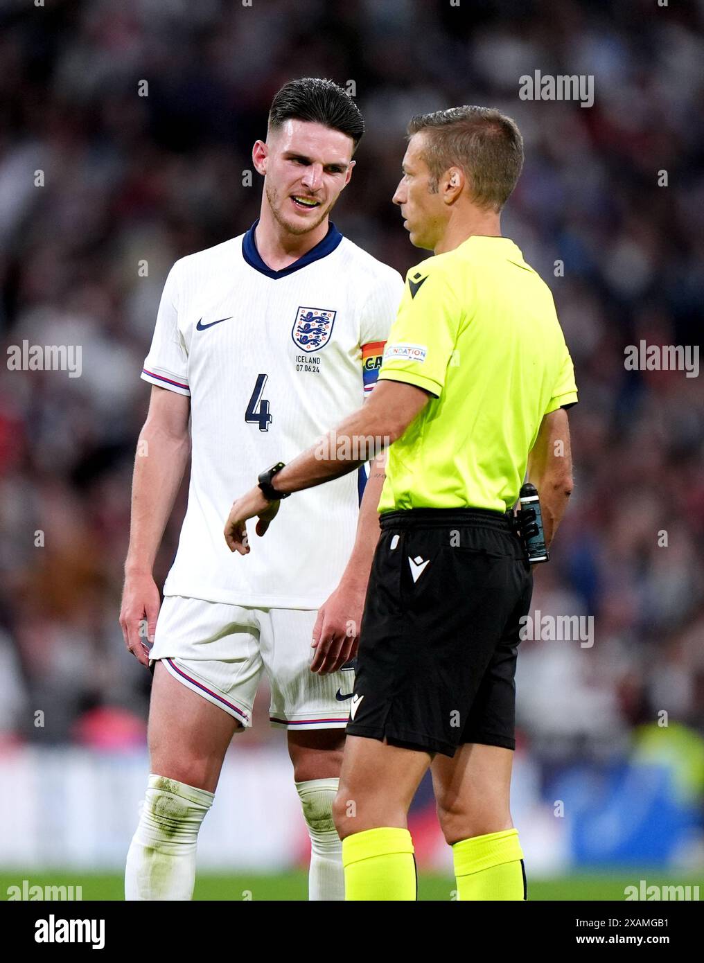 England's Declan Rice (left) appeals unsuccessfully for a penalty to ...