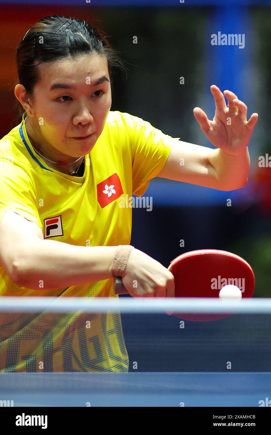 Zagreb, Croatia. 07th June, 2024. Ho Ching Lee competes aginst Miwa ...
