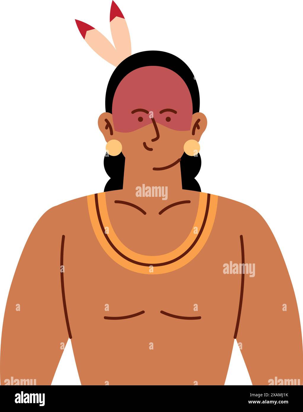 indigenous native american man with feathers isolated Stock Vector ...