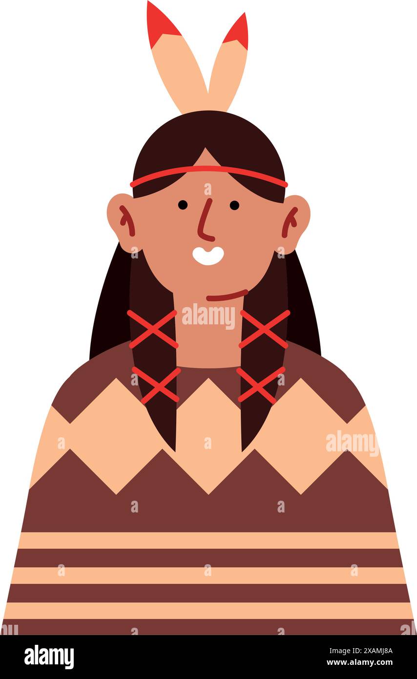 indigenous woman in traditional costume and feathers Stock Vector Image ...