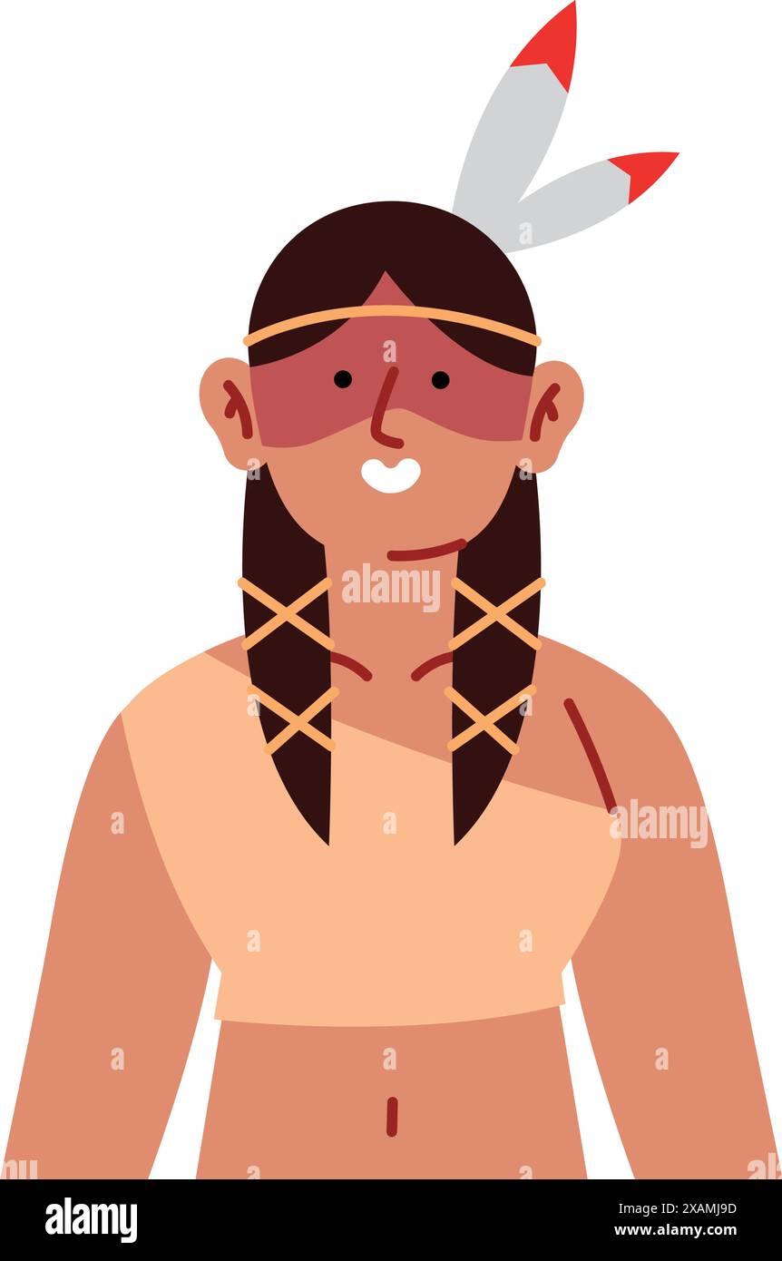 portrait of indigenous woman in ethnic costume isolated Stock Vector ...