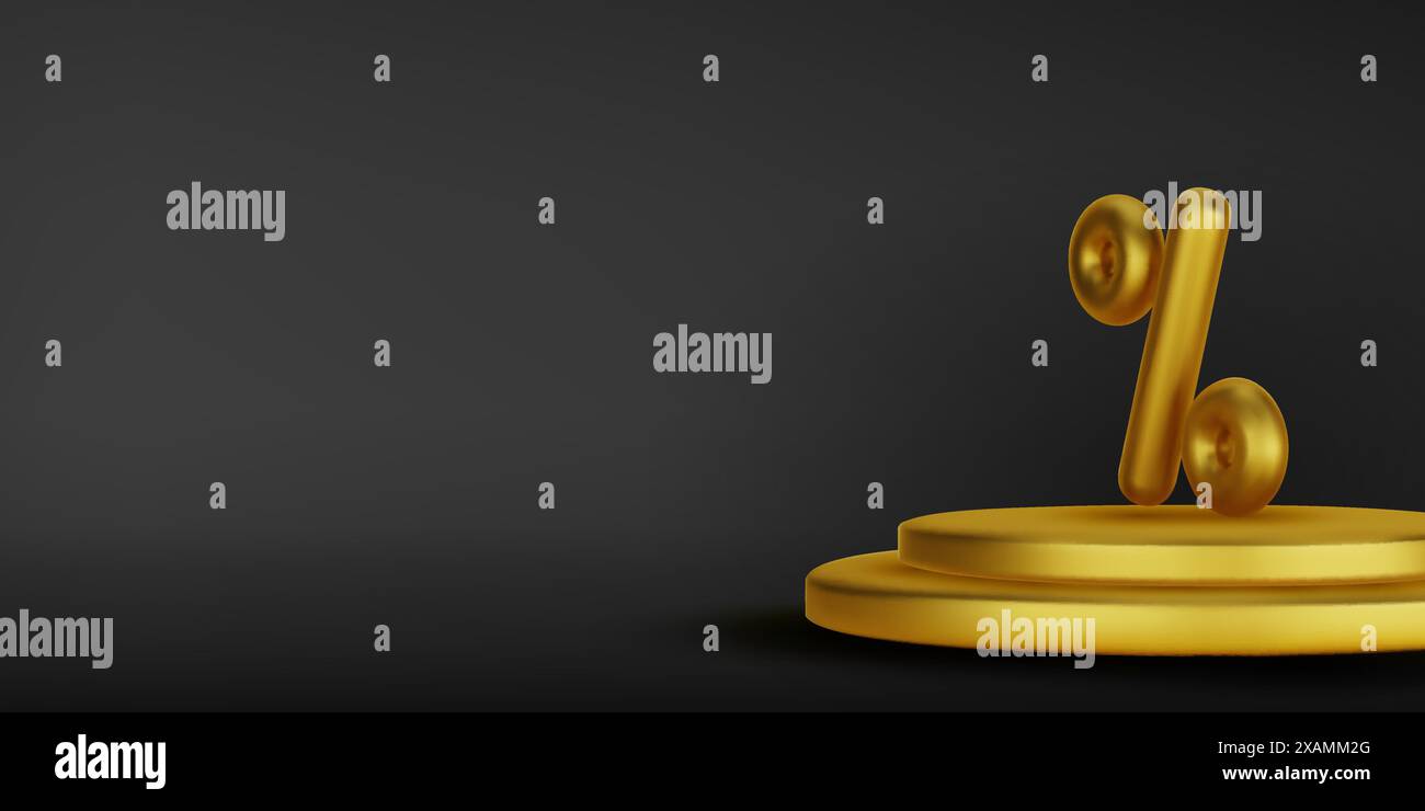 Sale background. 3D gold podium. Discount percent. Shopping offer. Shop ...