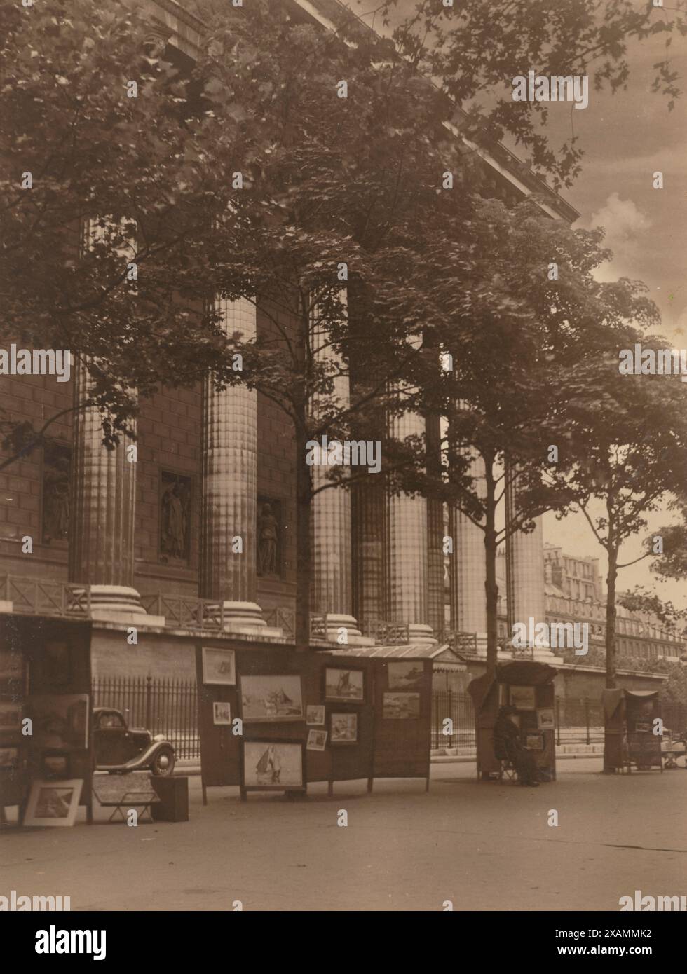 City street with columns of a building and hoardings, 1918-1920s Stock ...