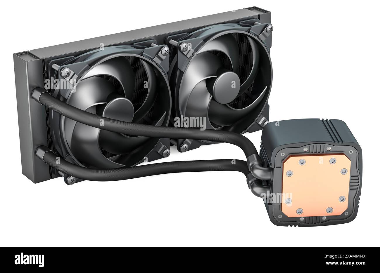 Water Cooling System, liquid CPU cooler. 3D rendering isolated on white ...