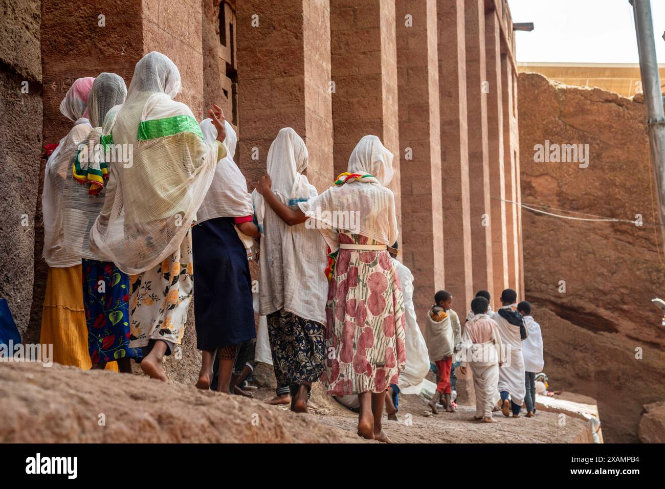 People going for the mass at rock hewn monolithic ortodox church of ...