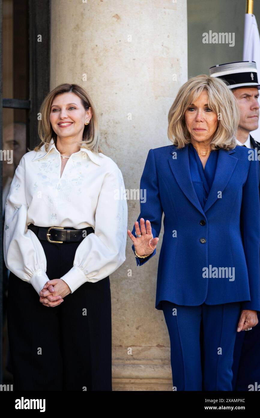 Paris, France. 07th June, 2024. Brigitte Macron (R), French First Lady ...