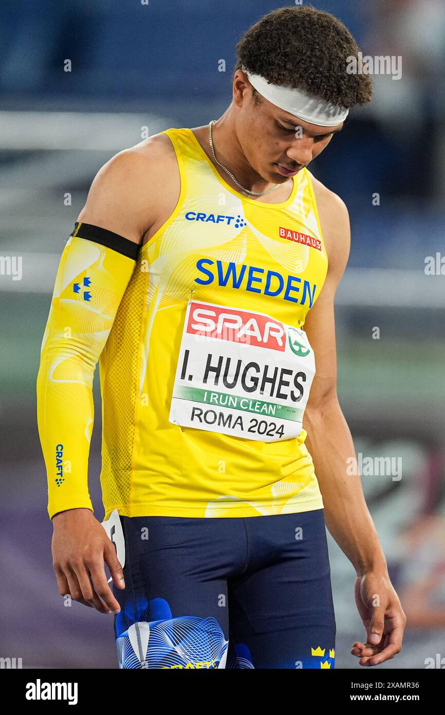 ROME, ITALY - JUNE 7: Isak Hughes of Sweden competes in the 100m Men ...