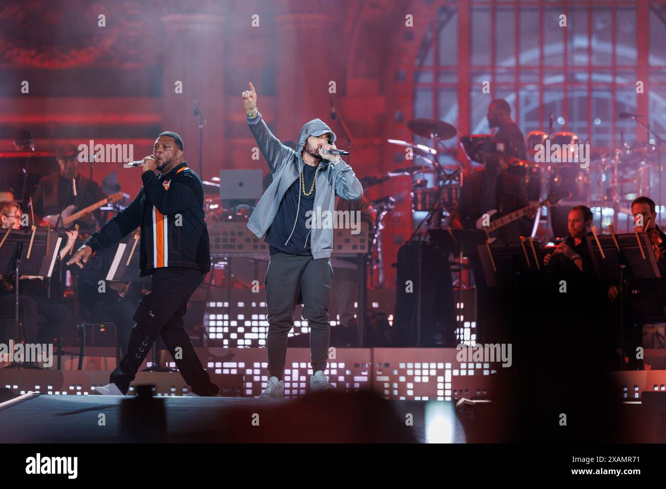Detroit, United States. 06th June, 2024. Eminem performs with Denaun ...