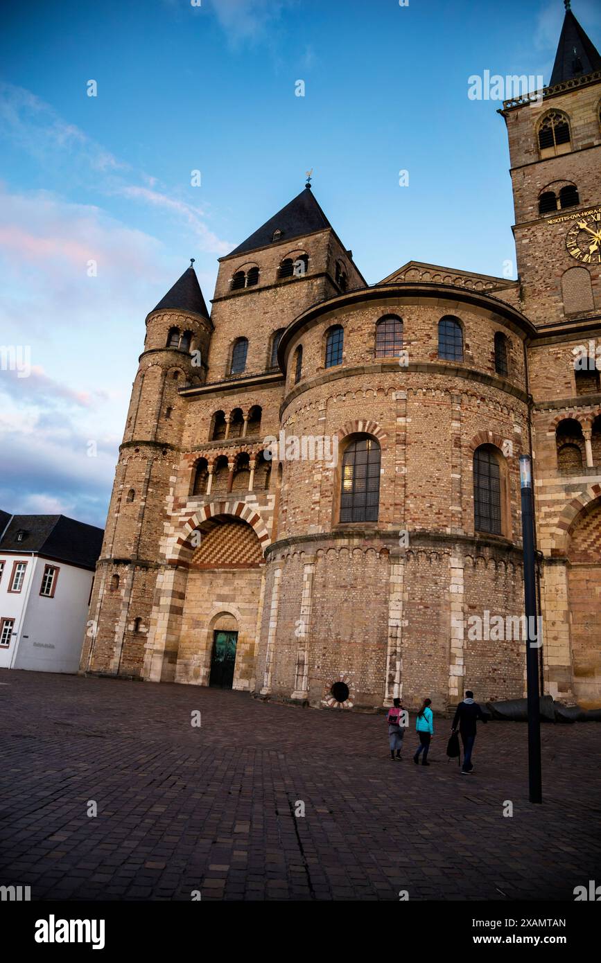 Westwork with four towers of Romanesque Trier Cathedral, Germany Stock ...
