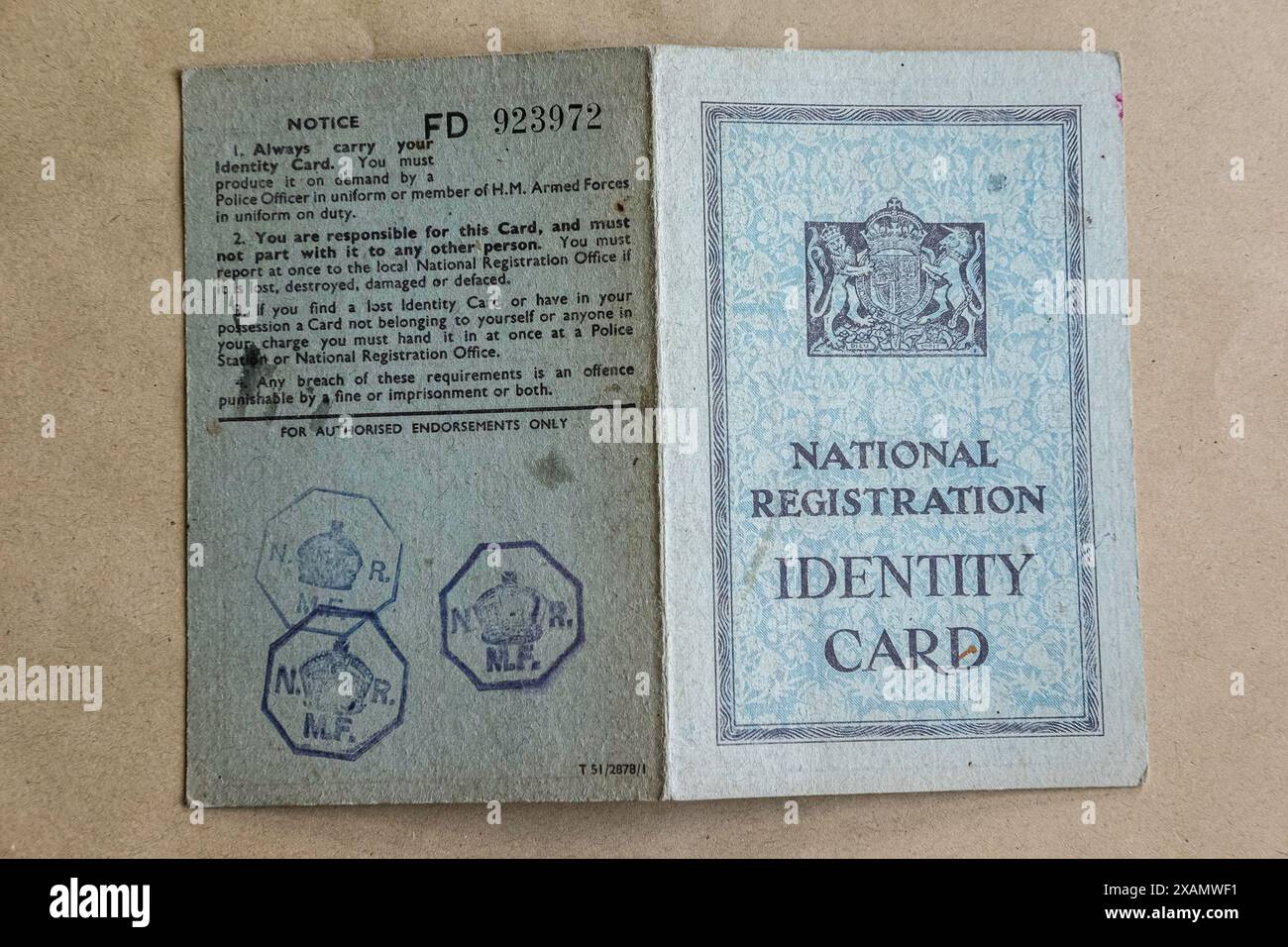National Registration Identity Card from 1940's Britain Stock Photo - Alamy