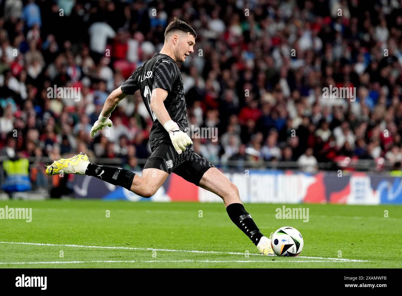 Iceland goalkeeper Hakon Valdimarsson during an international friendly ...