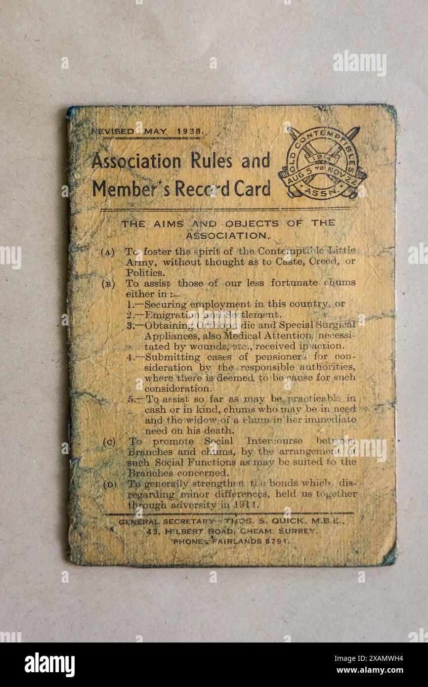 Old Contemptibles Association Member's Card belonging to George Sidney ...