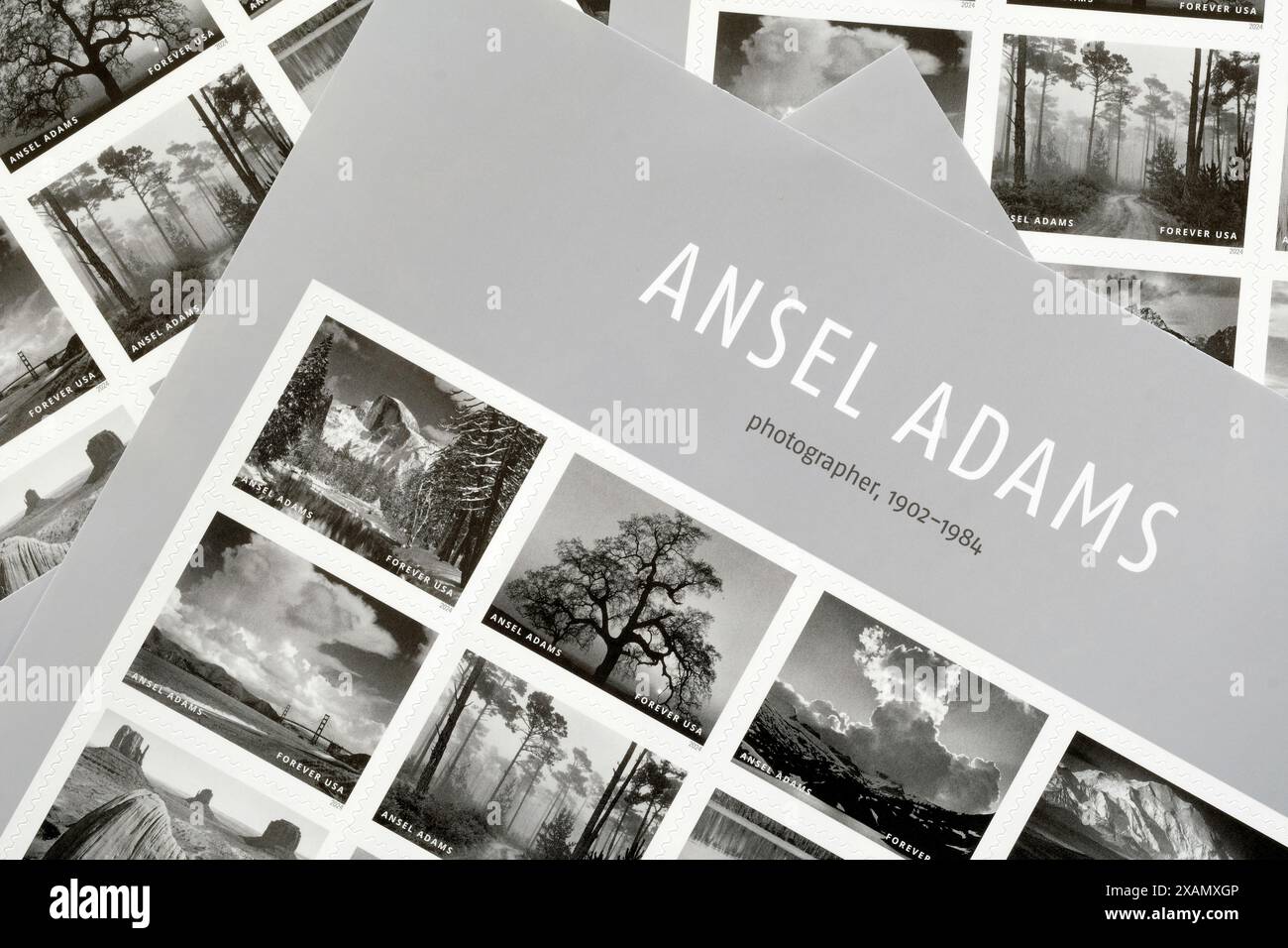 Panes of U.S. Forever Stamps featuring Ansel Adams photography; sheets ...