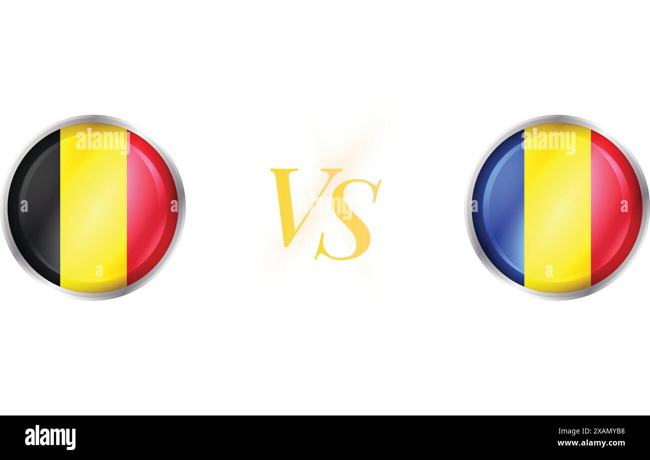Belgium vs Romania match concept with round flag Stock Vector Image ...