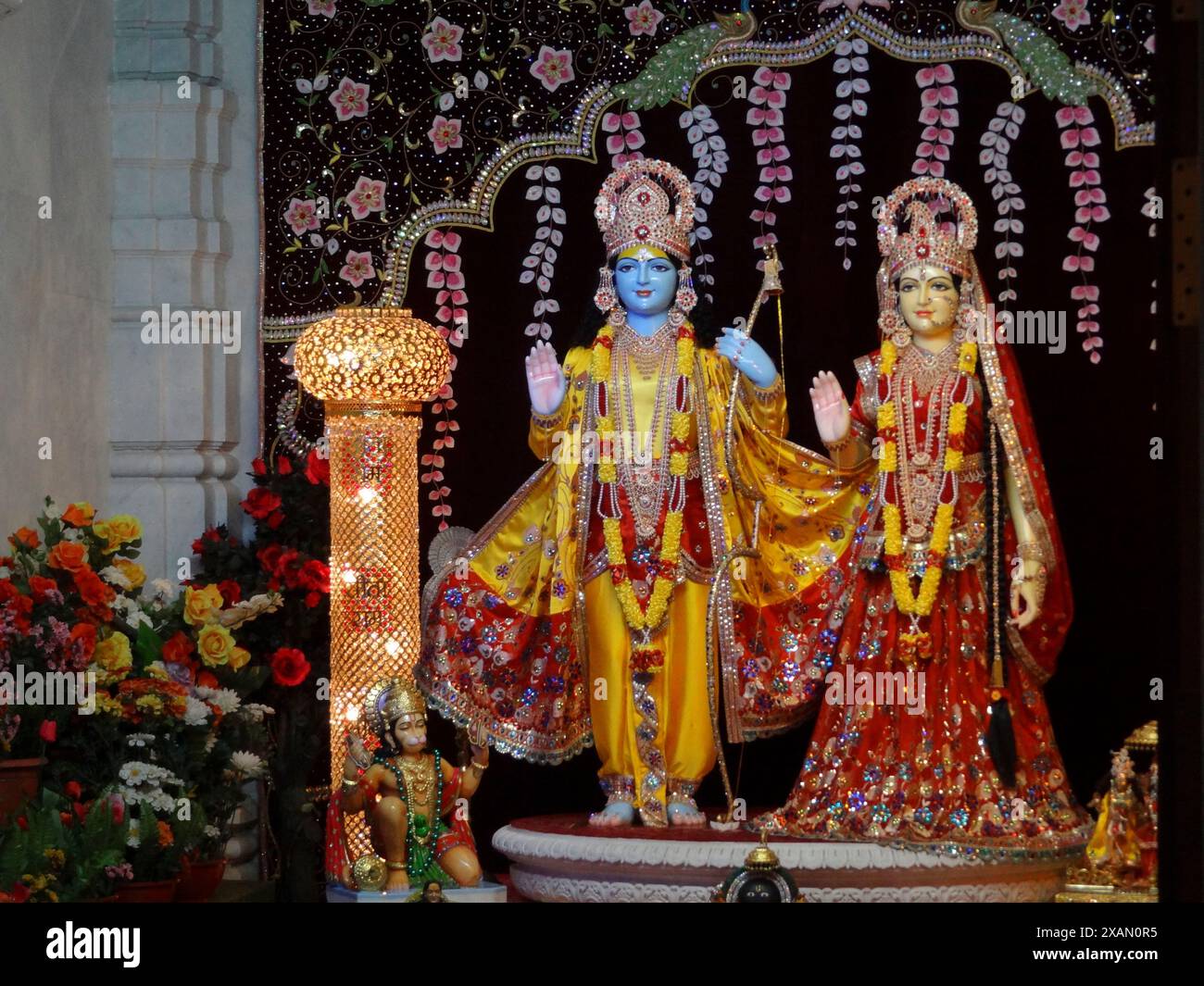 Radha and Krishna altar at Prem Mandir temple, Vrindavan, India Stock ...