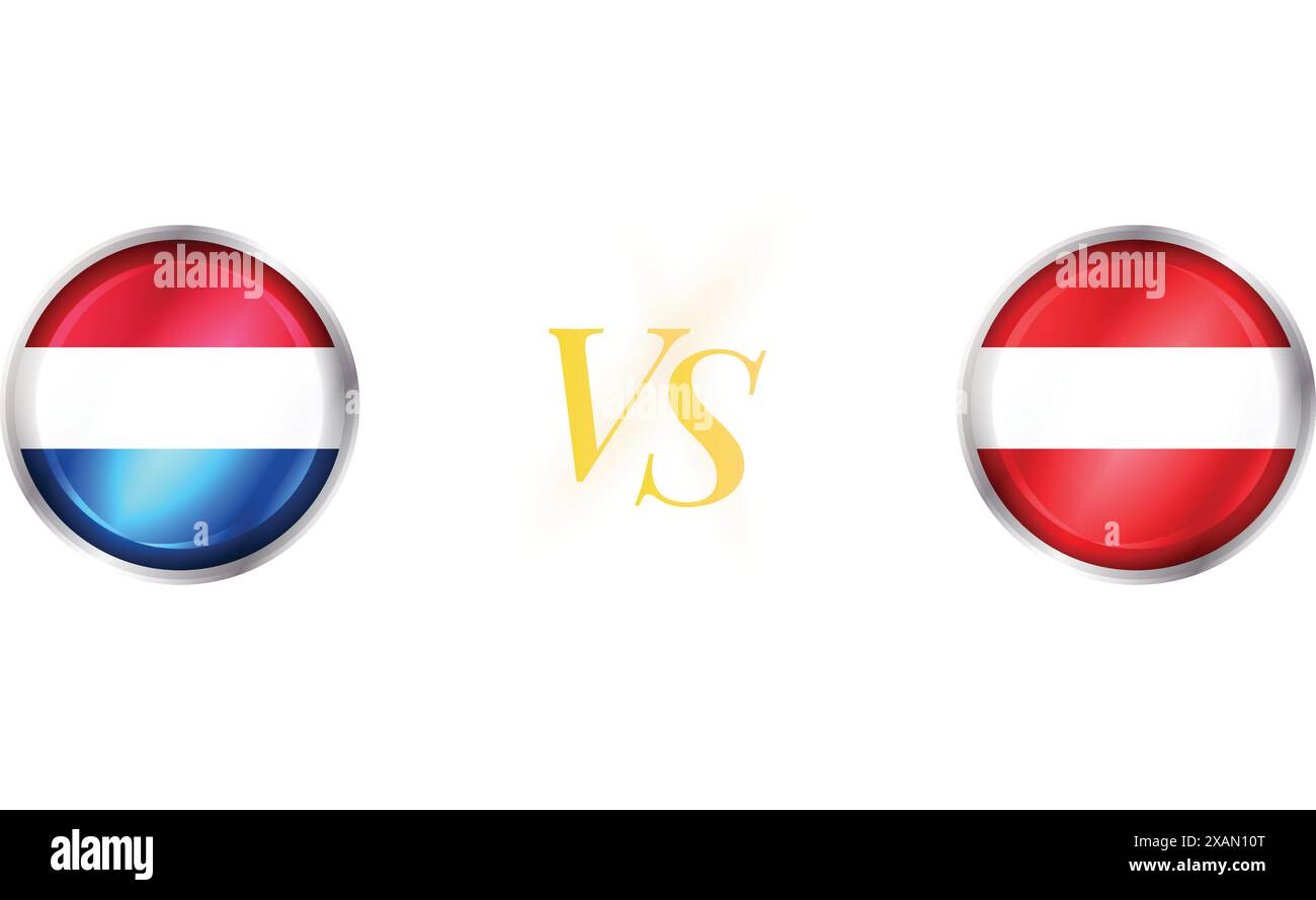 Netherlands vs Austria match concept with round flag Stock Vector Image ...