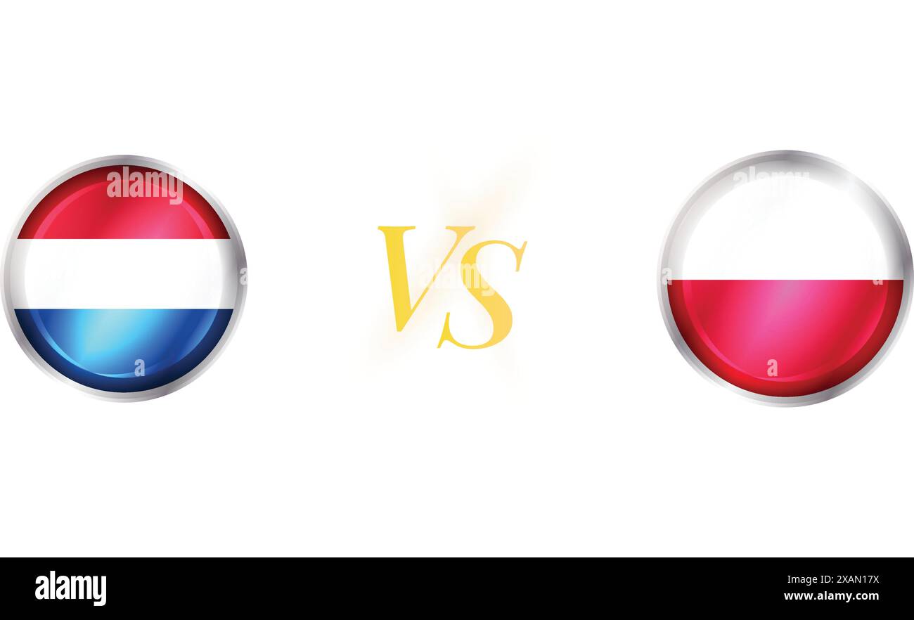 Netherlands vs Poland match concept with round flag Stock Vector Image ...