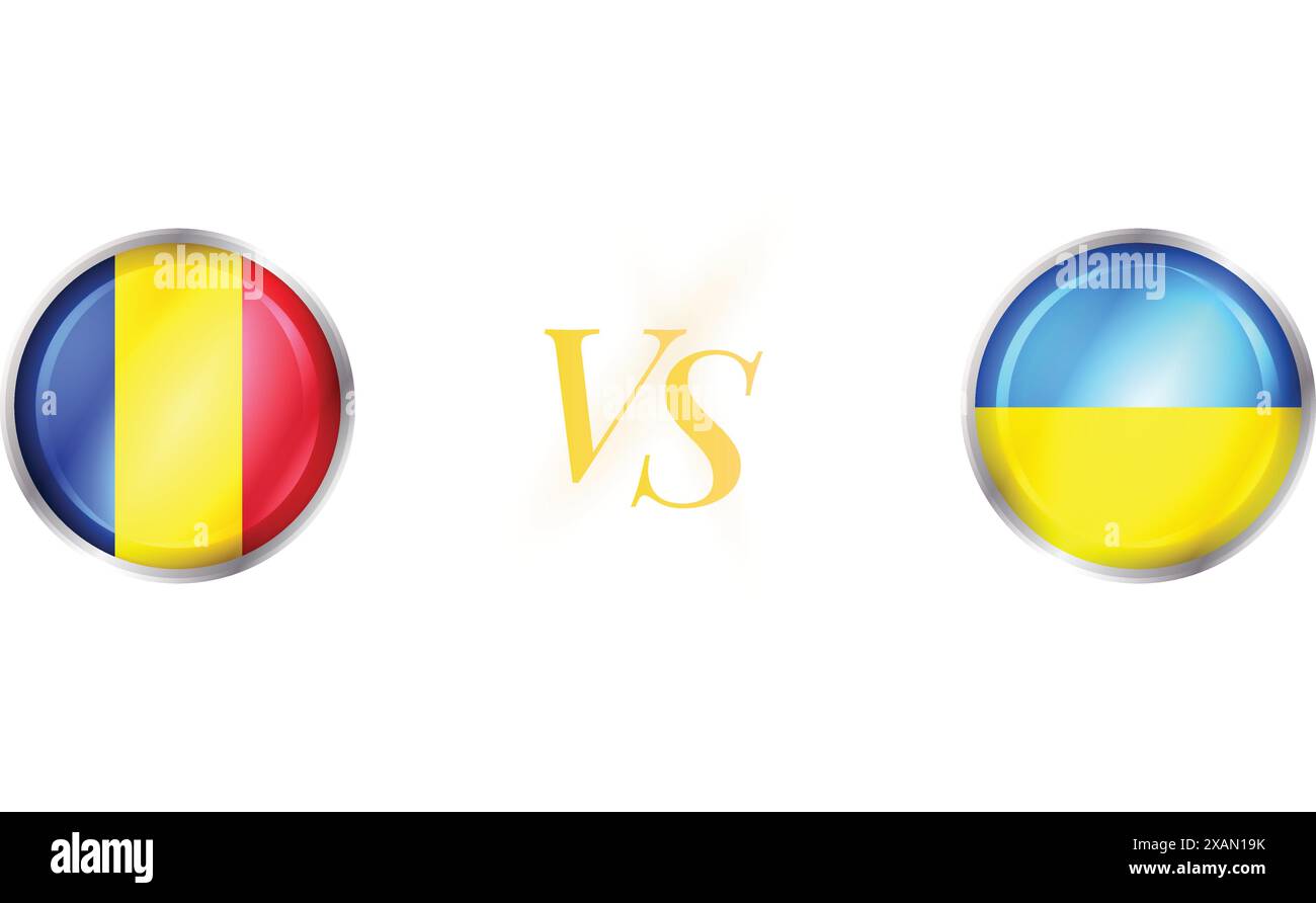 Romania vs Ukraine match concept with round flag Stock Vector Image ...