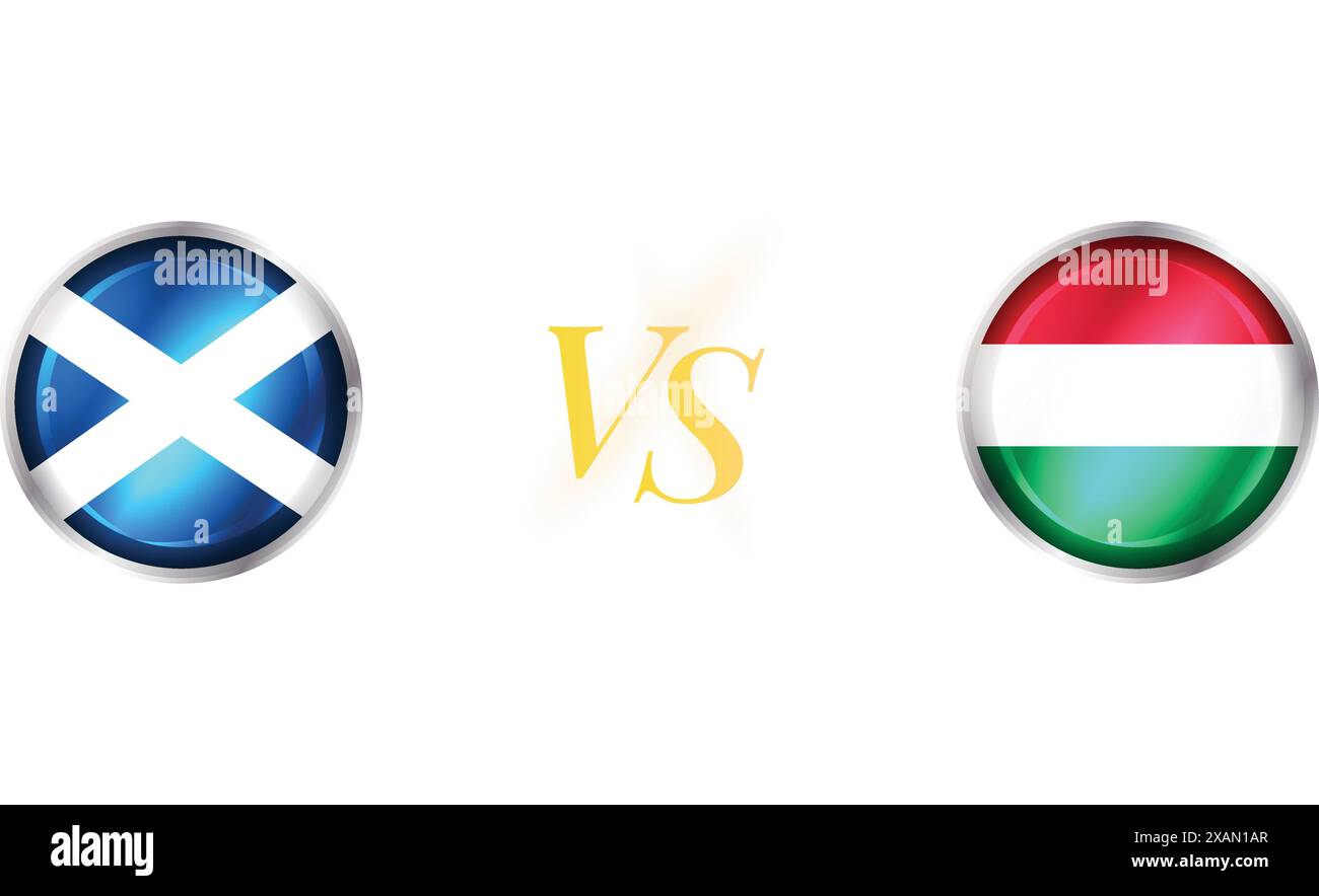 Scotland vs Hungary match concept with round flag Stock Vector Image ...