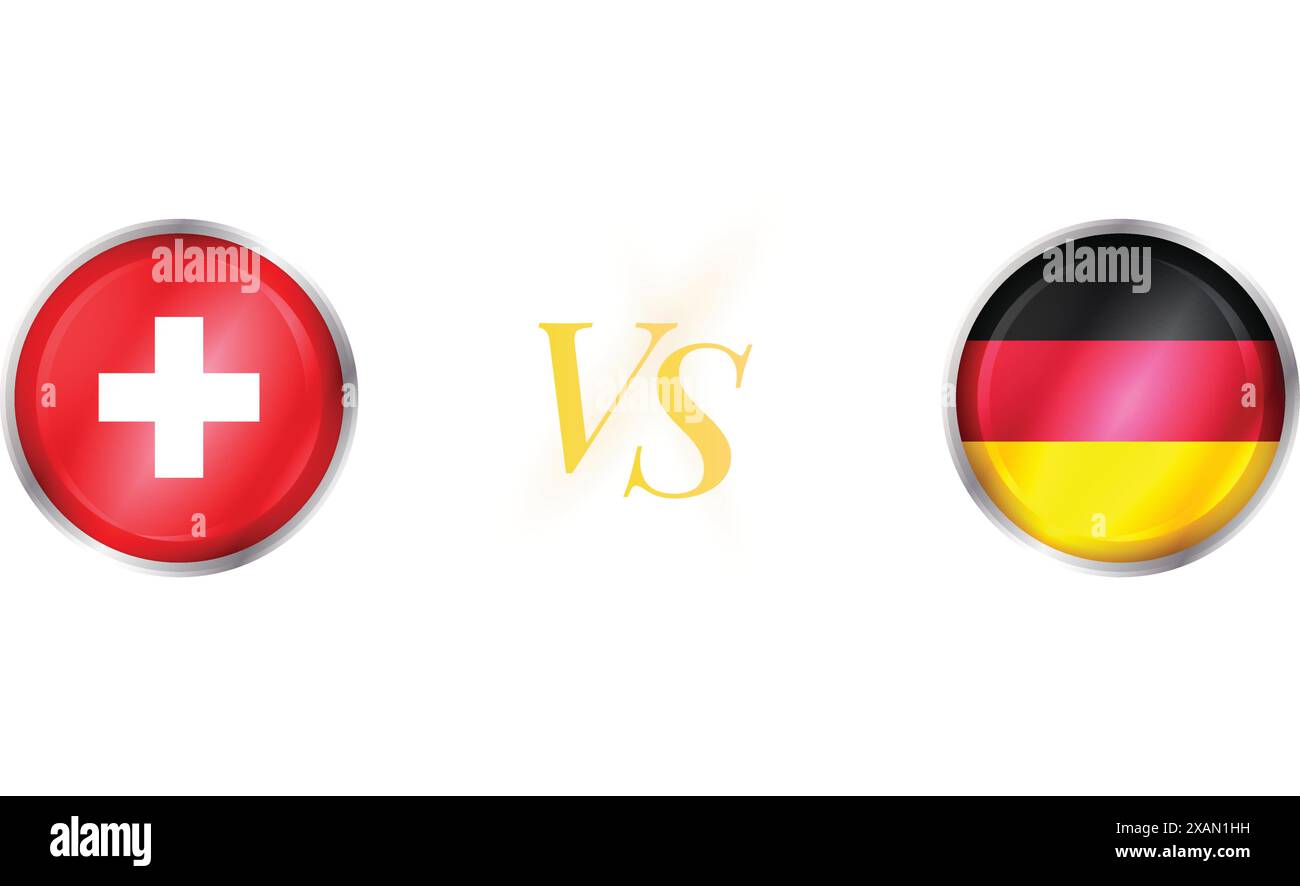 Switzerland vs Germany match concept with round flag Stock Vector Image ...