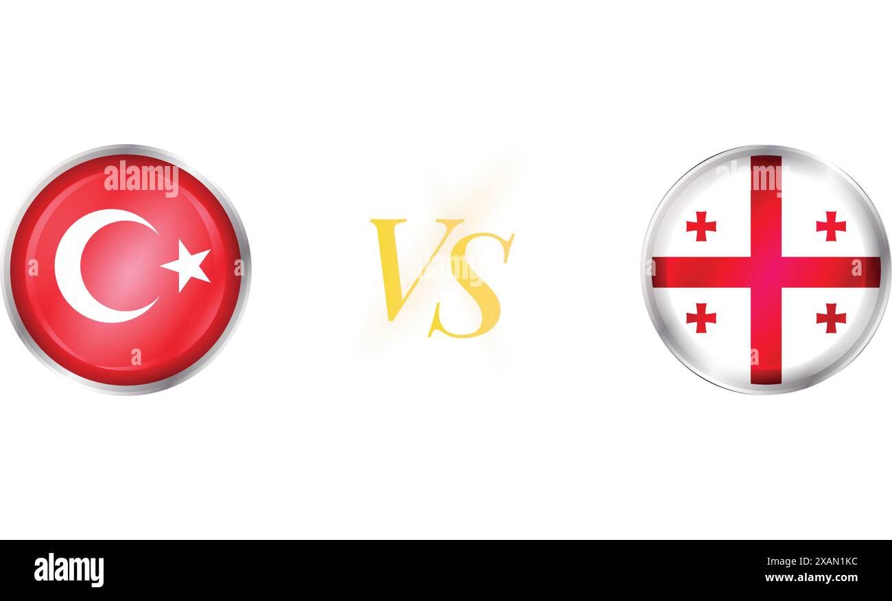 Turkey vs Georgia match concept with round flag Stock Vector Image ...
