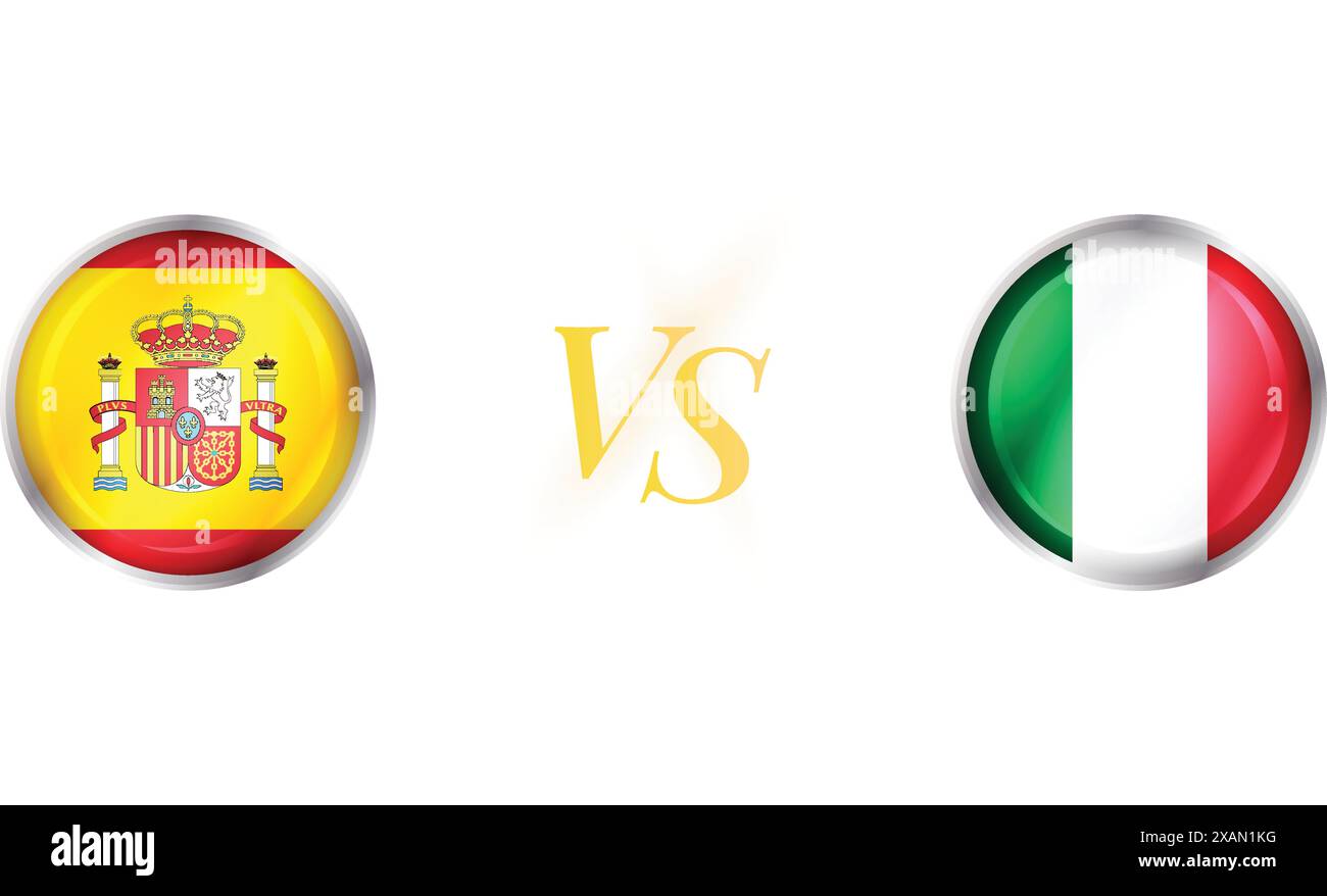 Spain vs Italy match concept with round flag Stock Vector Image & Art ...