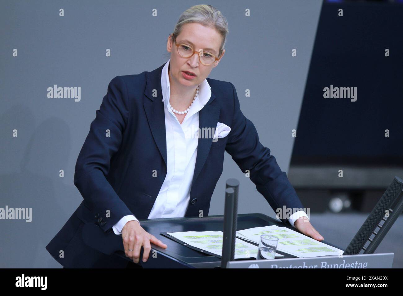 Berlin, Deutschland, 06.06.2024: Deutscher Bundestag: 172. Bundestagssitzung: Alice Weidel, AfD ...
