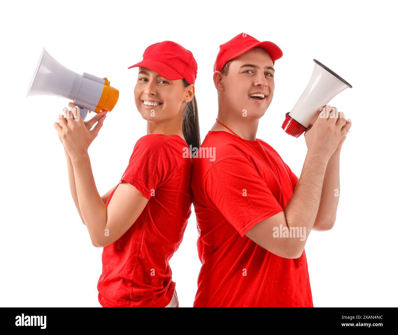 Lifeguards with megaphones isolated on white background Stock Photo - Alamy
