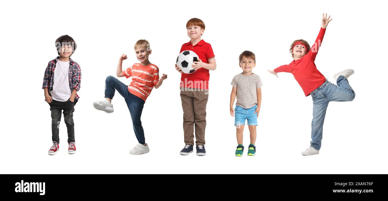Group of different adorable children on white background Stock Photo ...