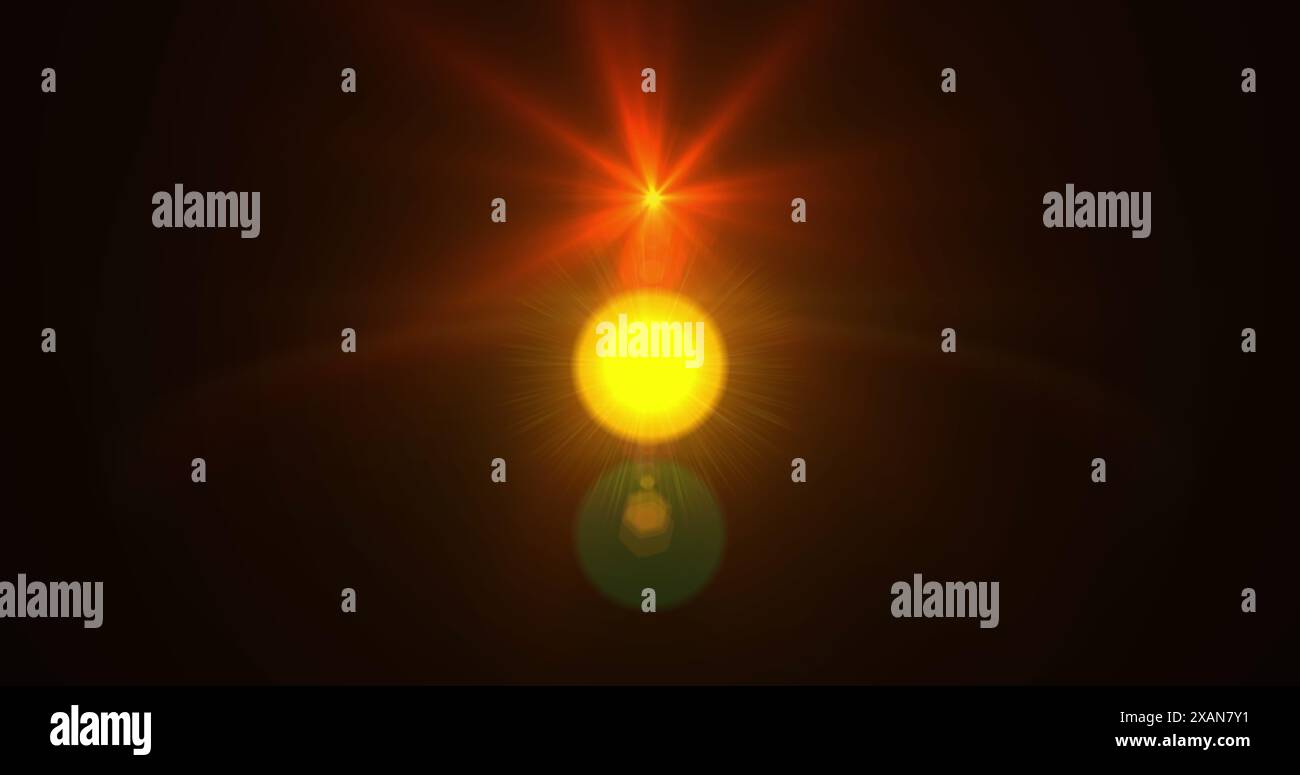 Image of yellow light and red star moving on black background Stock ...