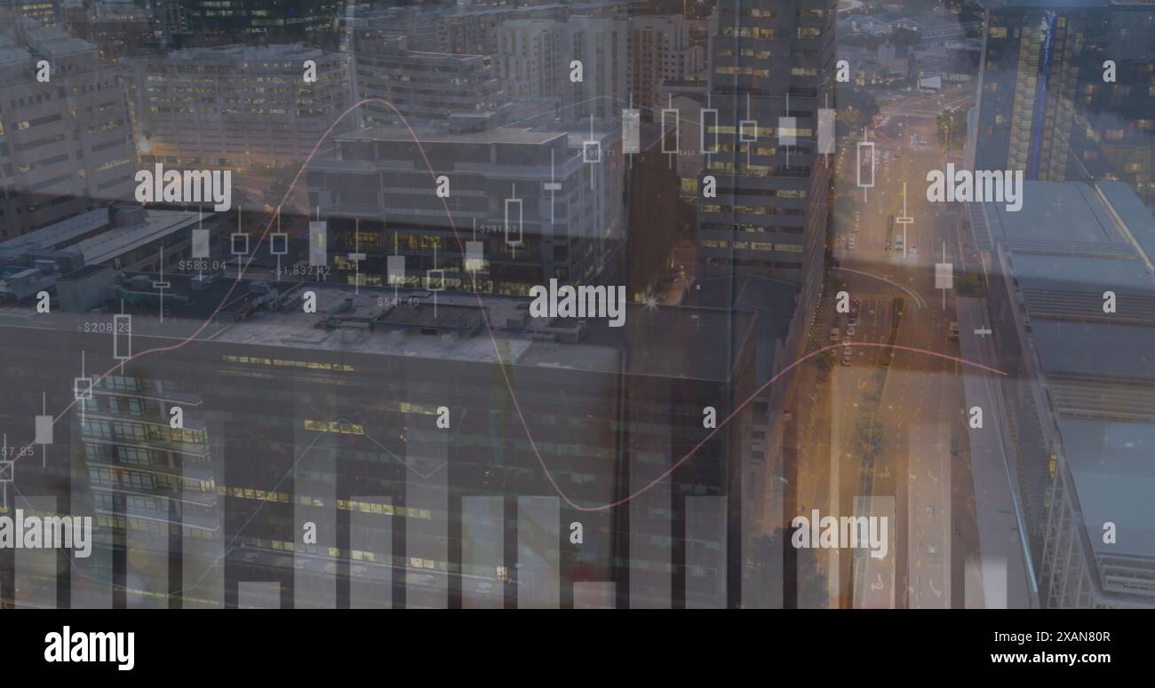 Image of data processing over cityscape Stock Photo - Alamy