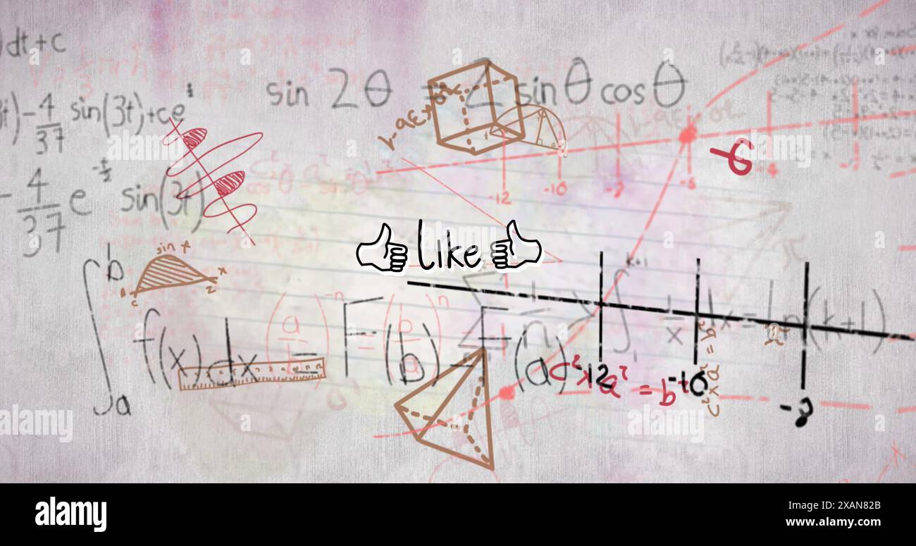 Image of mathematical equations and like text over white background ...