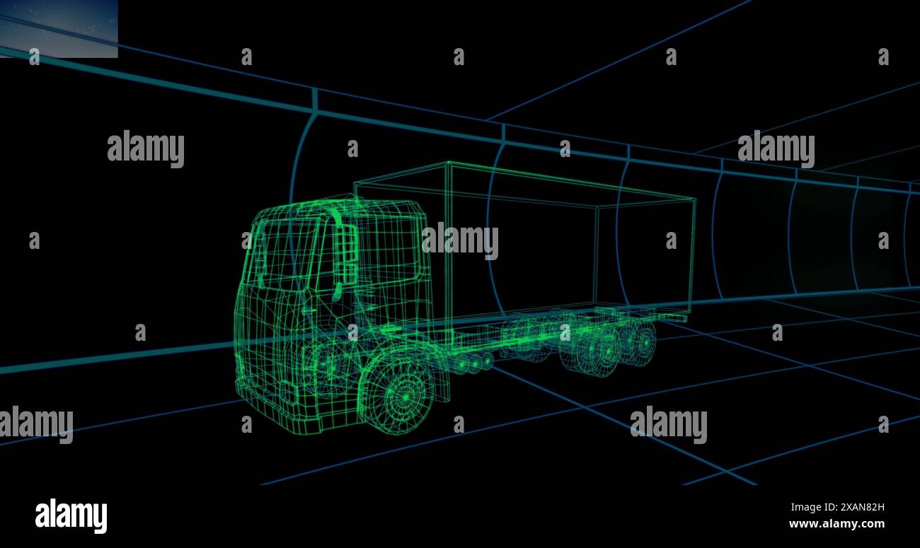 Image of digital lorry on black background, copy space Stock Photo - Alamy
