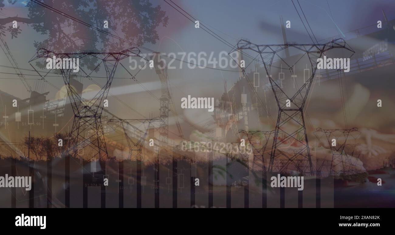 Image of data processing over cityscape Stock Photo - Alamy