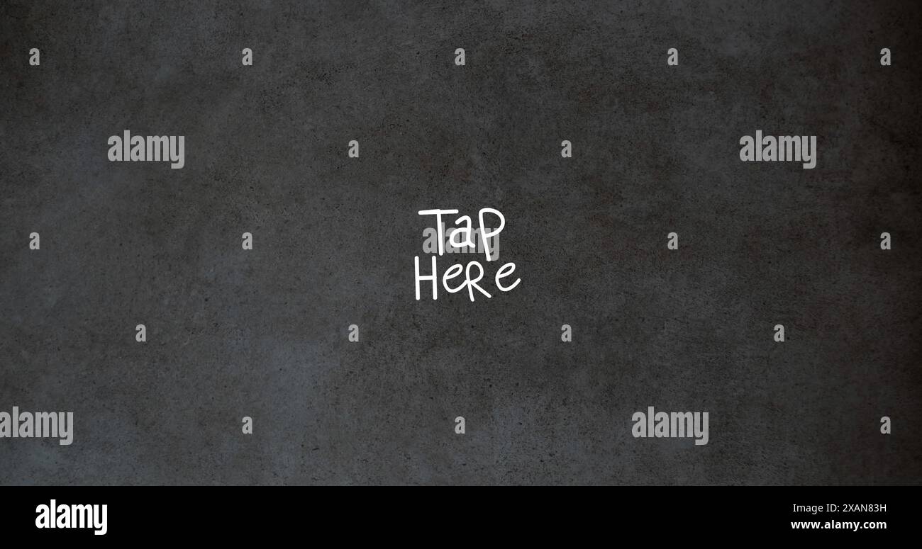 Image of school items icons and tap here text over black background ...