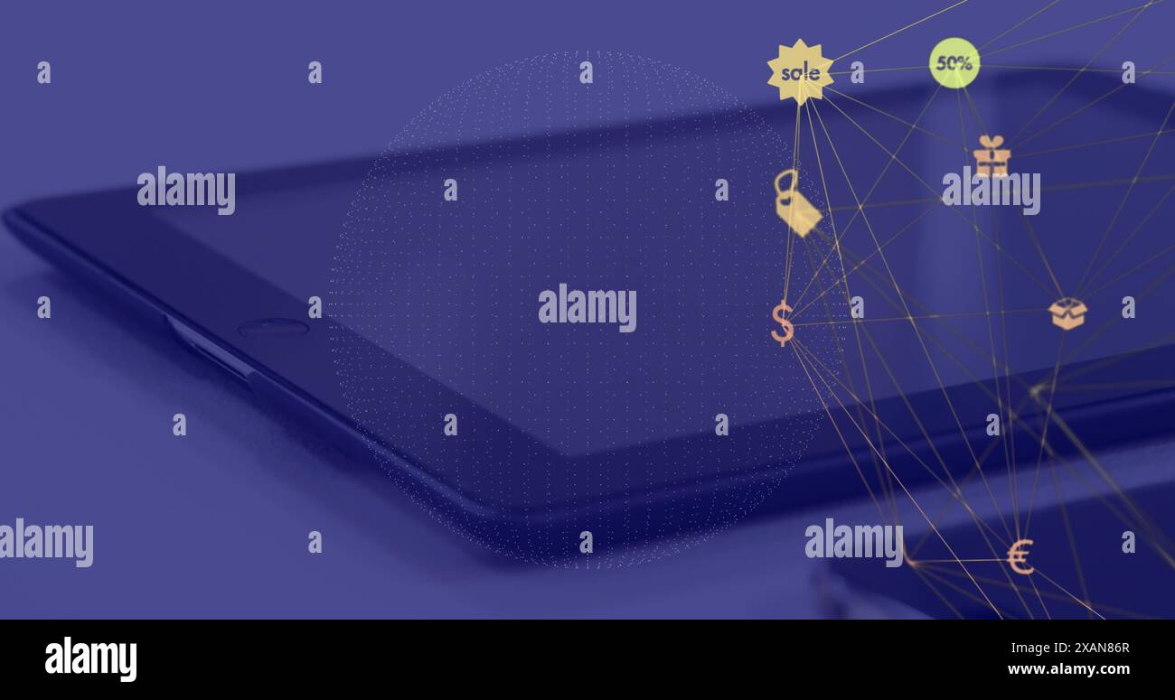 Image of interface with data processing and spinning globe against ...
