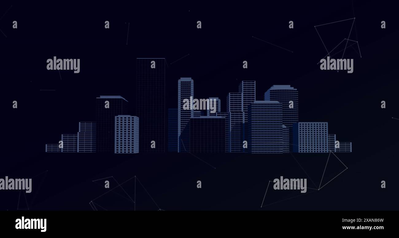 Image of 3d tall buildings model over black background Stock Photo - Alamy