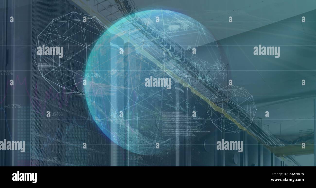 Image of globe, connected dots forming globes and programming language ...