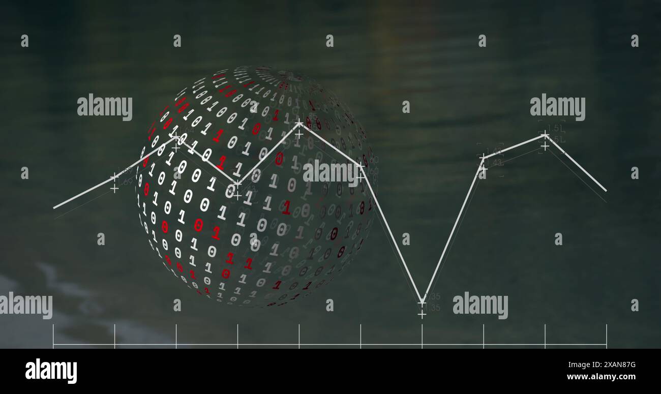 Image Of Statistical Data Processing Against Binary Coding Over A Globe