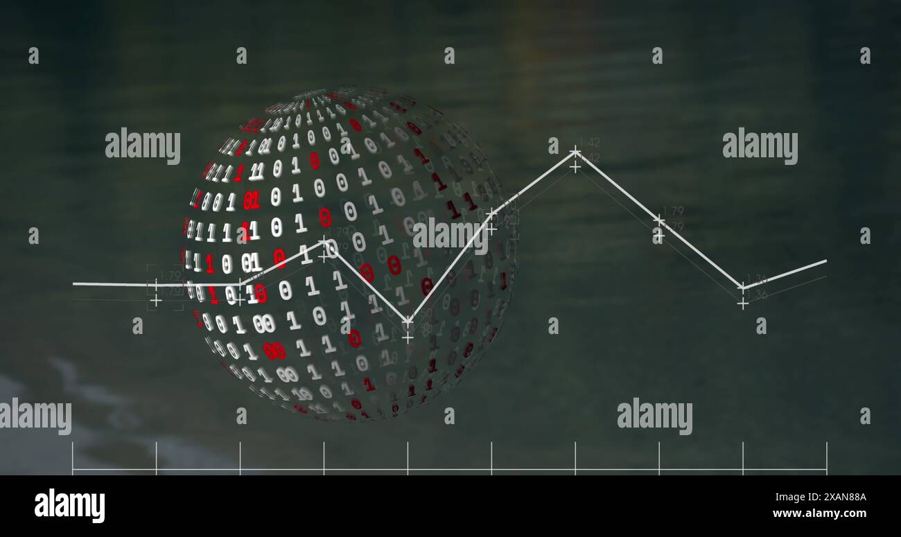 Image Of Statistical Data Processing Against Binary Coding Over A Globe