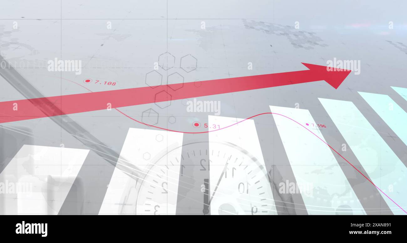 Image of statistical data processing against grey background Stock ...