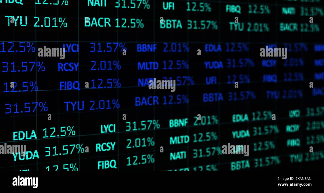 Image Of Stock Market Data Processing Over Spinning Human Brain Against Black Background Stock