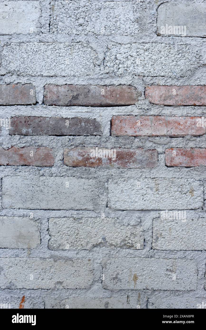 Combined red and concrete brick wall. Background, texture Stock Photo ...